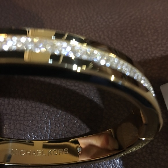 MICHAEL Michael Kors | Jewelry | Michael Kors Gold Tone Pave Hinged Bangle Bracelet | Poshmark